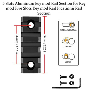 5 Slots Aluminum key mod Rail Section For Keymod Five Slots Keymod Rail Picatinny Rail Section