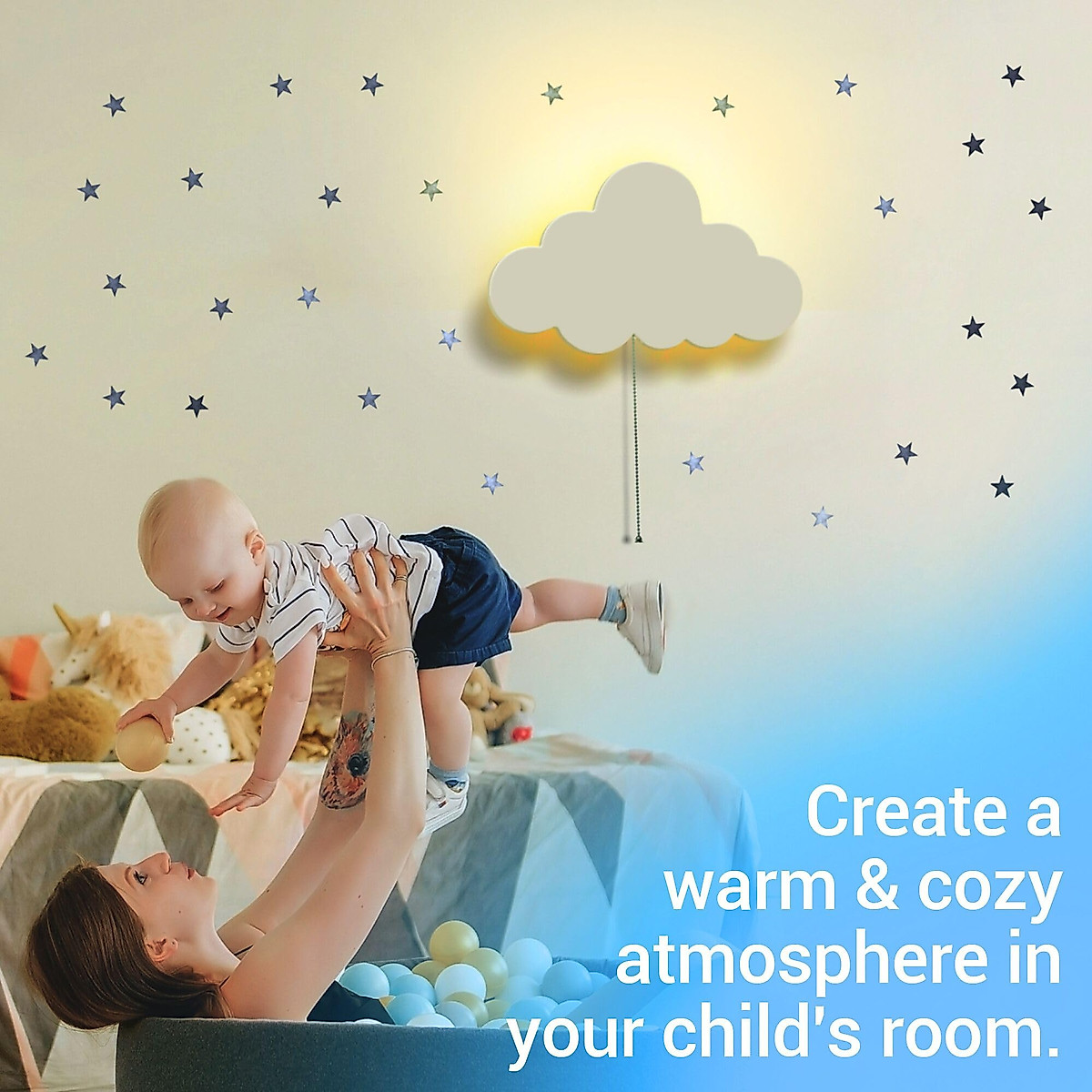 Cloud Light - Floating Cloud Wall Lamp For Nursery | Cute Floating Cloud Lamp For Kids Bedroom | Battery-operated Hanging Cloud Night Lights | Cloud Lights For Bedroom | Cloud Lamp For Baby Nursery