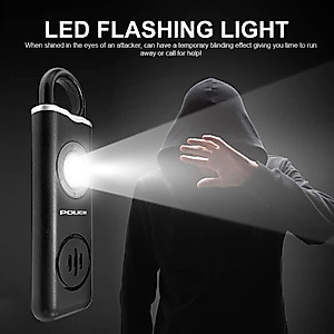 Police Personal Alarm Keychain for Women – 130dB Siren Alarm, LED Flashlight with Strobe Light Rechargeable Safety Alarm- Black