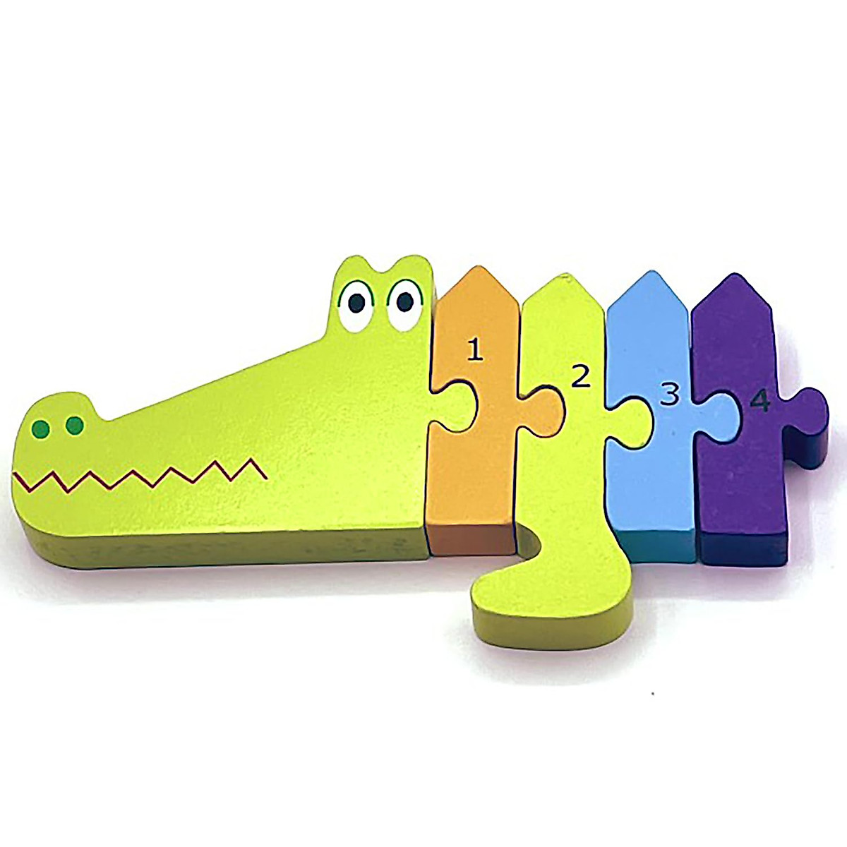 Orange Tree Toys: Crocodile Number Puzzle - 11 Piece Wooden Animal Shaped Puzzle, Learn Numbers 1-10, Colorful Educational Toy, Toddlers & Kids Age 1+