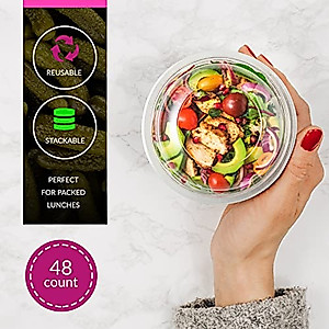 PAMI Deli Plastic Containers With Lids [48-Pack, 8oz] - Small Food Containers For Sauces, Salsas, Dips - BPA-Free, Microwave & Freezer Safe Food Storage Pots- Clear Meal Prep Condiment Containers