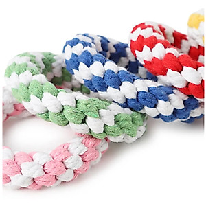 Dog Rope Donut Dental Chew Play Toy Braided for Bored, Teething Puppys and Dogs (Blue)