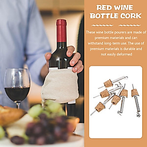 Tofficu 6Pcs Stainless Steel Wine Pourer Liquor Pour Spouts Set Cork Design Wine Bottle Stoppers with Dust Caps for Wine Olive Oil Coffee Vinegar Bottles