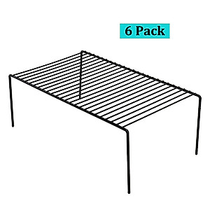 iPEGTOP 6 Pack Large (15.7 x 9.4 Inch) Freezer Cabinet Storage Shelf Rack, Rustproof Stainless Steel Kitchen Organizer Space Saver for Fridge Pantry Shelves Countertops - White