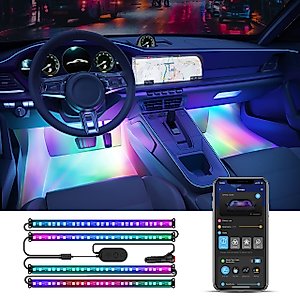 Govee Smart Car LED Strip Lights, RGBIC Interior Car Lights with 4 Music Modes, 30 Scene Options and 16 Million Colors, APP Control 2 Lines Design LED Car Lights for SUVs, DC 12V