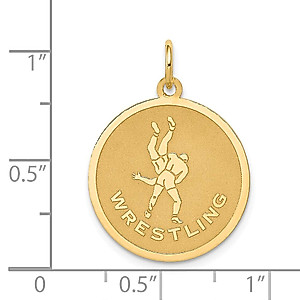Solid 14k Yellow Gold Wrestling Charm Pendant - 25mm x 20mm