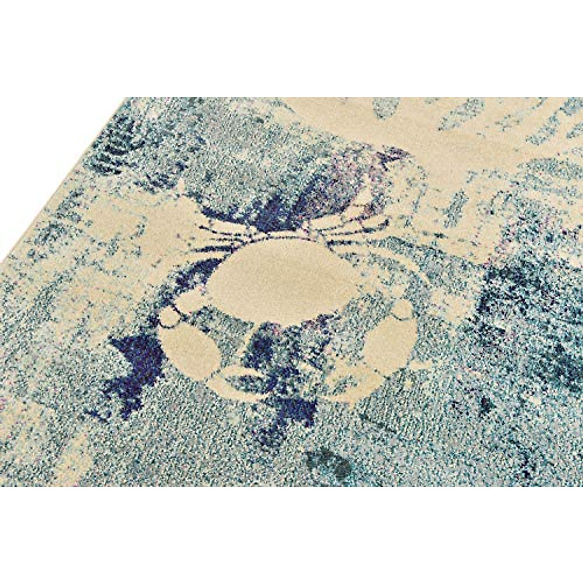 Unique Loom Positano Collection Coastal Modern Coral Lobster Shells Light Blue Area Rug (9' x 12')