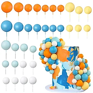 32 PCS Ball Cake Picks Colorful Ball Shaped Cake Topper Pearl Balls Cupcake Cake Insert Topper for Birthday Party Wedding Decoration Supplies