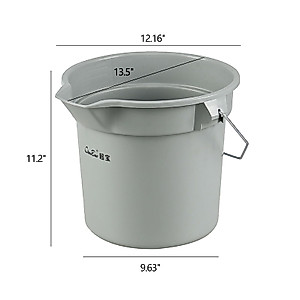 Sandmovie 14 Quart Commercial Round Buckets, 4 Packs Plastic Round Utility Pail with Handle, Grey
