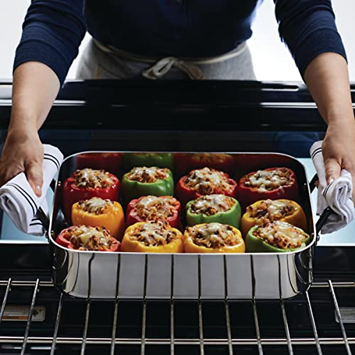 KitchenAid 5-Ply Clad Roasting Pan/Roaster with Removable Rack, 15 Inch x 11.5 Inch, Polished Stainless Steel