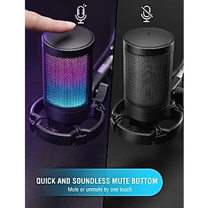 FIFINE Condenser Mic and 3.5mm/6.35mm Headphones for Studio Monitor, RGB Gaming Mic with Quick Mute, Gain Control, Wired Headphones for Podcast Monitoring, Streaming (A6V+H8)