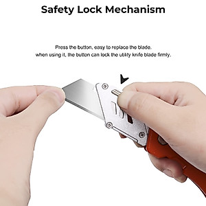 DIYSELF 2-Pack Box Cutter Knife, Pocket Knife, Extra 10 Blades Included, Folding Utility Knife for Carpet, Cardboard, Box, Cloth, Rope and Plastic, Box Cutters Heavy Duty for Men Women (Blue Red)