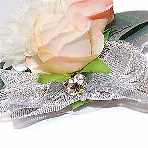 One Boat Wedding Bride Wrist Corsage Lace Wristband Corsage Bridesmaid Womens Wrist Corsage for Party Prom Homecoming,Set of 6