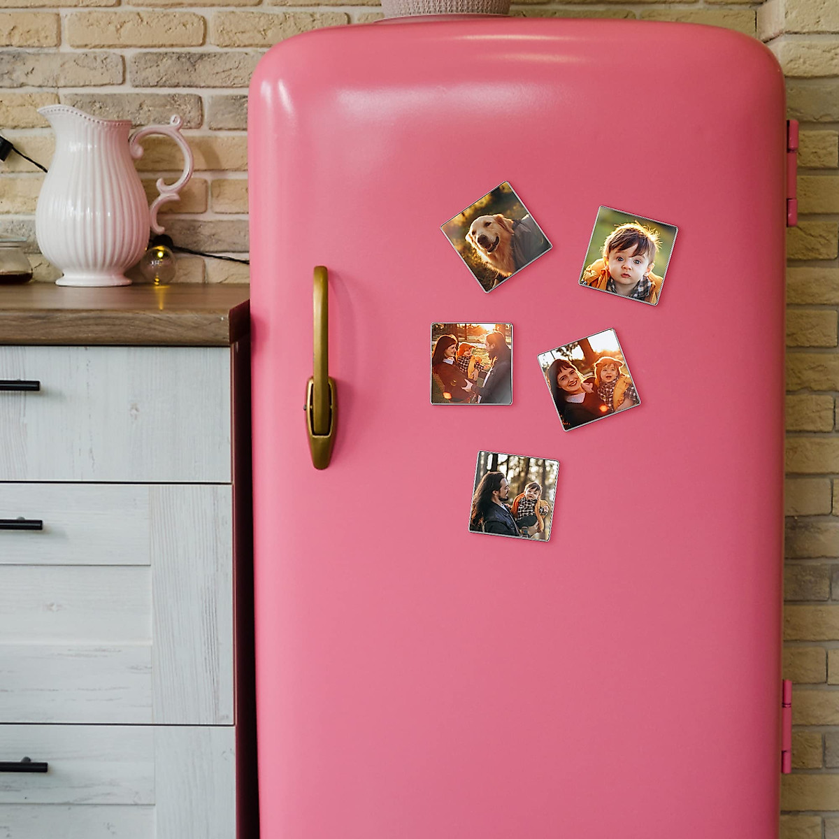 Zysta 4pcs Custom Picture Refrigerator Magnets, Personalized Photo Fridge Magnet Bulk, Alloy Decorative Fridge Magnets for Baby Shows Wedding Party Gifts Home Decoration