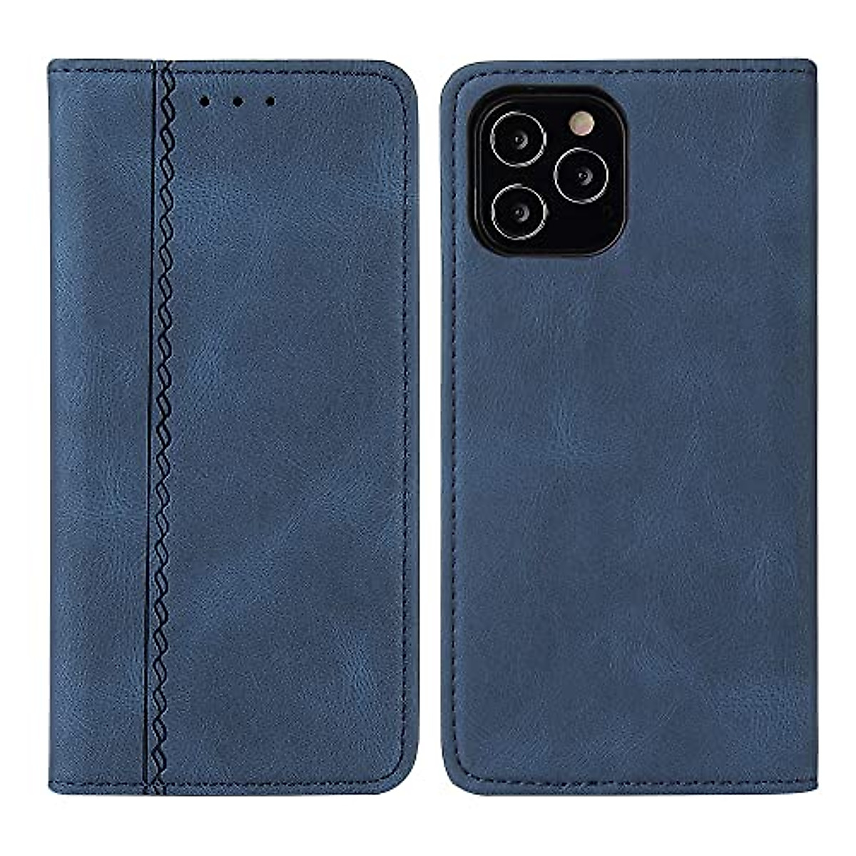 Fansipro Wallet Folio Case for Samsung Galaxy S9 Plus, Premium PU Leather Slim Fit Cover for Galaxy S9 Plus, 2 Card Slots, 1 Transparent Photo Frame Slot, Wave Line on Leather, Blue