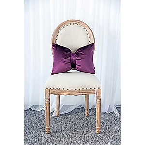 Luxurious Velvet Bow Neck Pillow Headrest Cushion Decorative Lumbar Support Pillow for Home, Living Room, Office (Purple, Large)