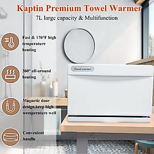 Kaptin 7L Hot Towel Warmer Medium Thermostatic Towel Warmer Towel Cabinet Professional Spa Hot Towel Warmer Suitable for Household or Personal (White)