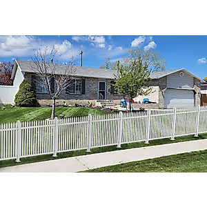 Goleray Outdoor Garden Vinyl Fence (1Set), W84 X H36 White Picket Fence Panels Privacy Screen PVC Fencing for Yard Patio Decorative Air Conditioner Fence(34 Pickets, Straight)