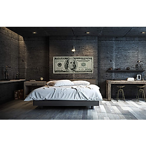 Motivational 100 Dollar Bill Large Life Size Money Flag Backdrop -Man Cave Wall Decorations Benjamin Franklin Dorm Bedroom Accessories - Frat House Living Room Flag 2X5 Cool Flag for Guys Home Office