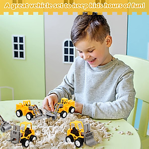 Sosation 36 Pcs Construction Engineering Trucks Small Digger Truck Toys Pull Back Vehicles Mini Excavator Toys Car Set for Kids Birthday Party Favors Boys Girls Gifts Cake Stocking Stuffers