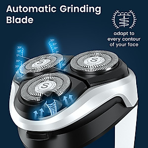 SweetLF Electric Shavers for Men(Plus 3 Blades),Electric Razor for Men,Men’s Electric Shavers Wet & Dry Rotary Shavers, Rechargeable/100% IPX7 Waterproof/Pop-up Trimmer/Cordless Floating Head