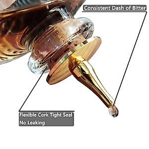 Bitter Bottles Pourer - Set of 4 pcs 20mm Diameter Gold Dasher Top with Cork Base (Gold)