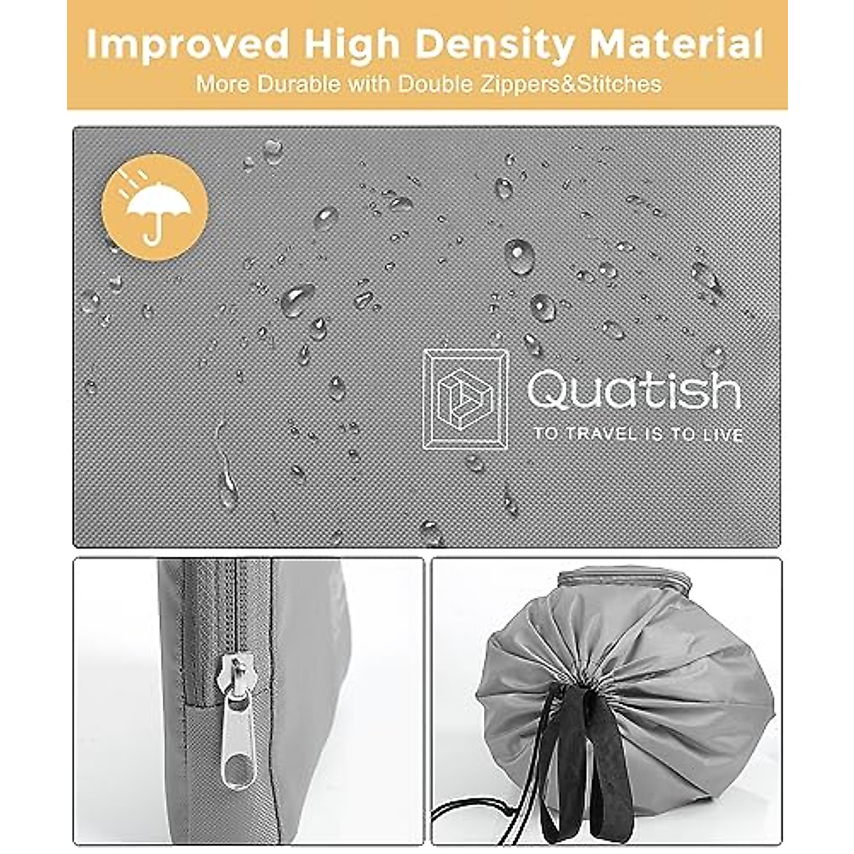 Travel Laundry bags, 2 Pack [Upgraded] Dirty Laundry Travel Bag, Foldable Dirty Clothes Bag for Traveling, Washable and Small Laundry Bag with Handles for Suitcase, Gym, Camping