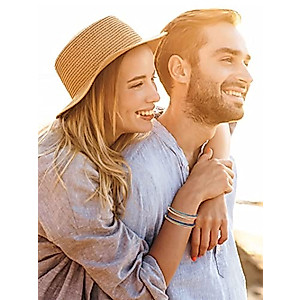 Roe Dolph String Bracelets for Men Boho Wave Bracelets Aesthetic Surfer Bracelets Adjustable Handmade Braided Bracelets Set Waterproof Bracelets for Summer(Style E)