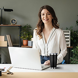 ATIKZHE 20oz Tumbler with Straw and Brush, Stainless Steel Vacuum Insulated tumbler, Double Wall Insulated Coffee Tumbler for Outdoor, Home, Travel,Office (Black,1pcs)