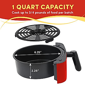 Elite Gourmet EAF-3218R Personal 1.1 Quart Compact Space Saving Electric Hot Air Fryer Oil-Less Healthy Cooker, Timer & Temperature Controls, Red.