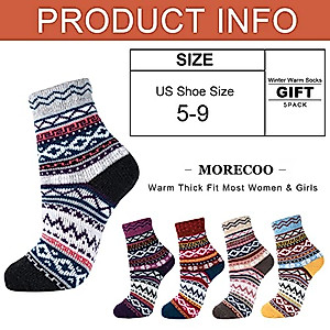 MORECOO Womens Socks Winter - Christmas Gifts for Women - Thick Wool Soft Warm Fuzzy Cozy Socks for Women