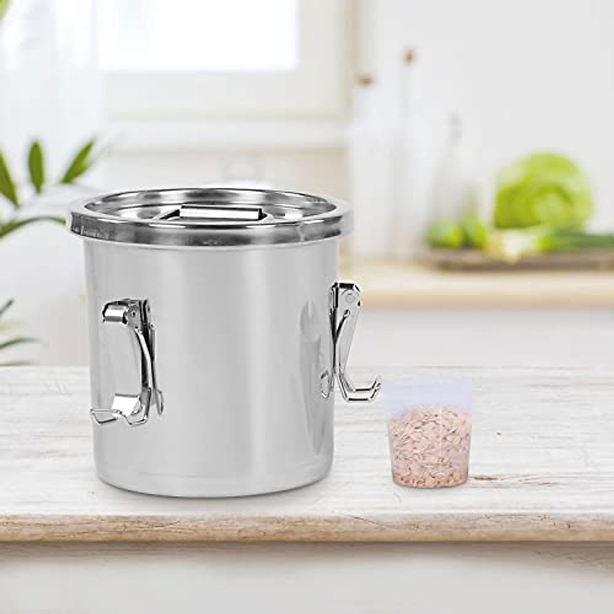 jojofuny Stainless Steel Rice Bucket Grain Storage Bin Rice Dispenser Container Bacon Grease Container Milk Bucket Can for Rice Dry Foods Flour
