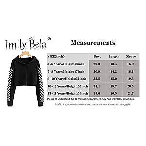Imily Bela Kids Crop Tops Girls Hoodies Cute Plaid Long Sleeve Fashion Sweatshirts Purple