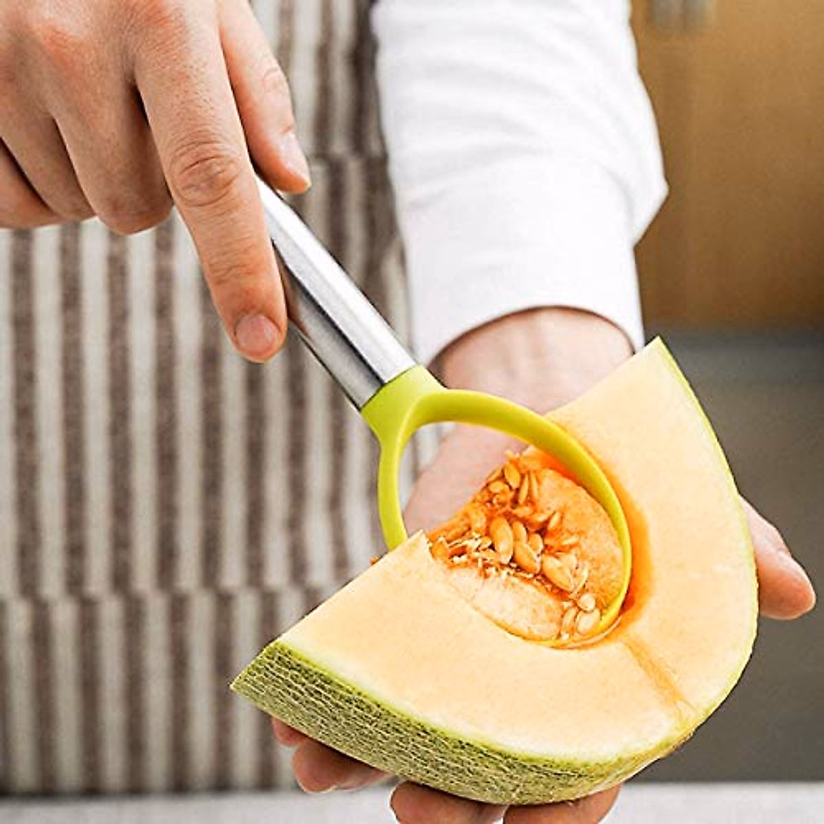 Gayisic 4 PCS Watermelon Slicer Cutter, Fruit Carving Tools Knife Kit , Stainless Steel Fruit Corer Cutter Kit for Ice Cream Melon Fruit Slicer