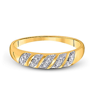 Sizes - L = 7, M = 10 - 10k Yellow and White 2 Two Tone Gold Mens and Ladies Couple His & Hers Trio 3 Three Ring Bridal Matching Engagement Wedding Ring Band Set - Round Diamonds - Princess Shape Center Setting (.09 cttw) - Please use drop down menu to se