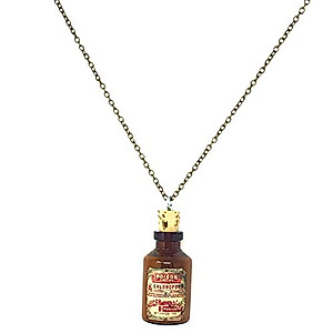 UMBRELLALABORATORY Goth necklace jewelry for women Steampunk Gothic Lolita costume accessories apothecary potion glass tiny jar bottle with handmade Halloween apothecary sticker