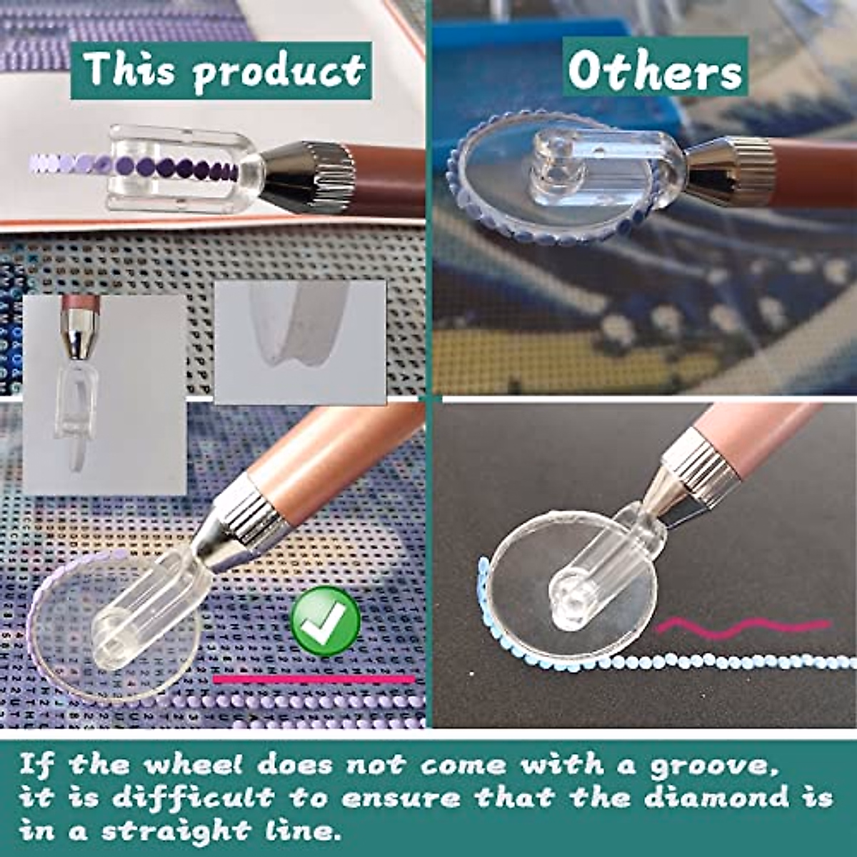 Diamond Painting Wheel Tools with Groove,New Type of Gem Art Pen,Accessories That can Make Jewel Art Faster and neater,Both Square and Round Drills are Suitable,Dimond Art Supplies Kits. … (Gold)