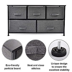 CERBIOR Wide Drawer Dresser Storage Organizer 5-Drawer 7-Drawer Closet Shelves, Sturdy Steel Frame Wood Top with Easy Pull Fabric Bins for Clothing, Blankets