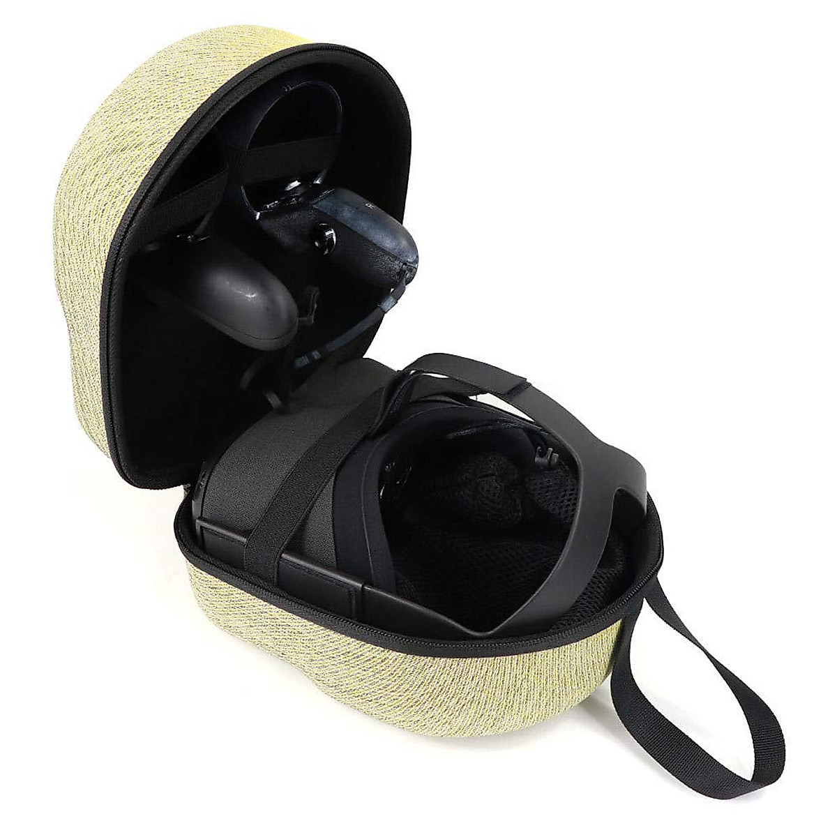 MASiKEN Precious Carrying Case for Oculus Quest VR Gaming Headset and Controllers - EVA HardCase with Inner Mesh Pocket for Oculus Quest Accessories (Yellow)