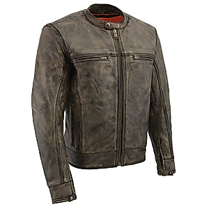 Milwaukee Leather Men's Distressed Scooter Jacket w/Venting Distressed Brown (Medium)
