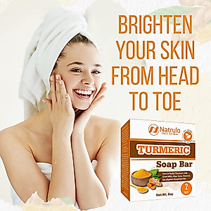 Turmeric Soap Bar for Face & Body - All Natural Turmeric Skin Soap - Turmeric Face Soap Reduces Acne, Fades Scars & Cleanses Skin - 4 Oz Turmeric Bar Soap for All Skin Types Made in USA