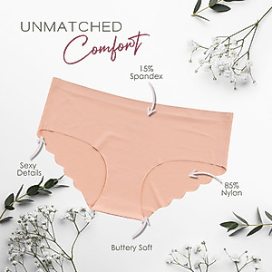 Pretty Sweet Intimates Women’s Laser Cut Cheeky Bikini Underwear, Pack of 10, Seamless and No Show with Scalloped Back