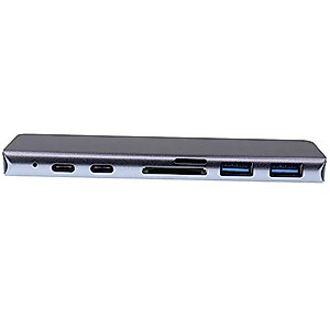 7 in1 Dual USB C Hub USB 3.1 Adapter Dock SD Card Reader 4K HDMI For MacBook Pro Grey