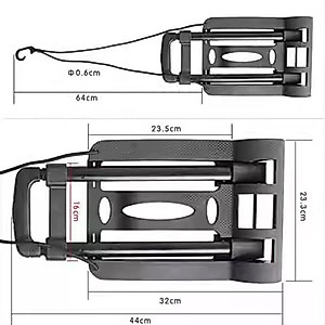 Black Foldable Hand Truck Folding Hand Dolly Cart Portable Truck Dolly with 4 Wheels for Luggage Carrying (Black)