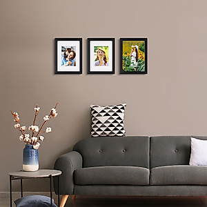 Golden State Art Picture Frame, 9x12 inches, Black, Acrylic Glass, Solid Wood, Mat for 6x8 Photos, Wall Display