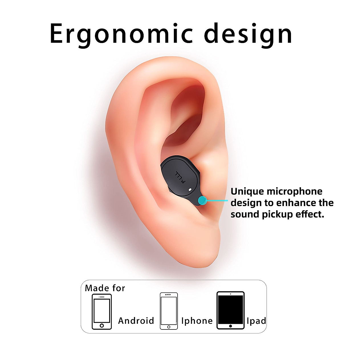 P&LLL Bluetooth Mini Single Earbud Wireless Invisible Pro Headset 8Hrs Playtime Noise Smallest in-Ear Noise Cell Phone with Hands-Free Earpiece for iPhone Samsung Android Car Mic Earphone