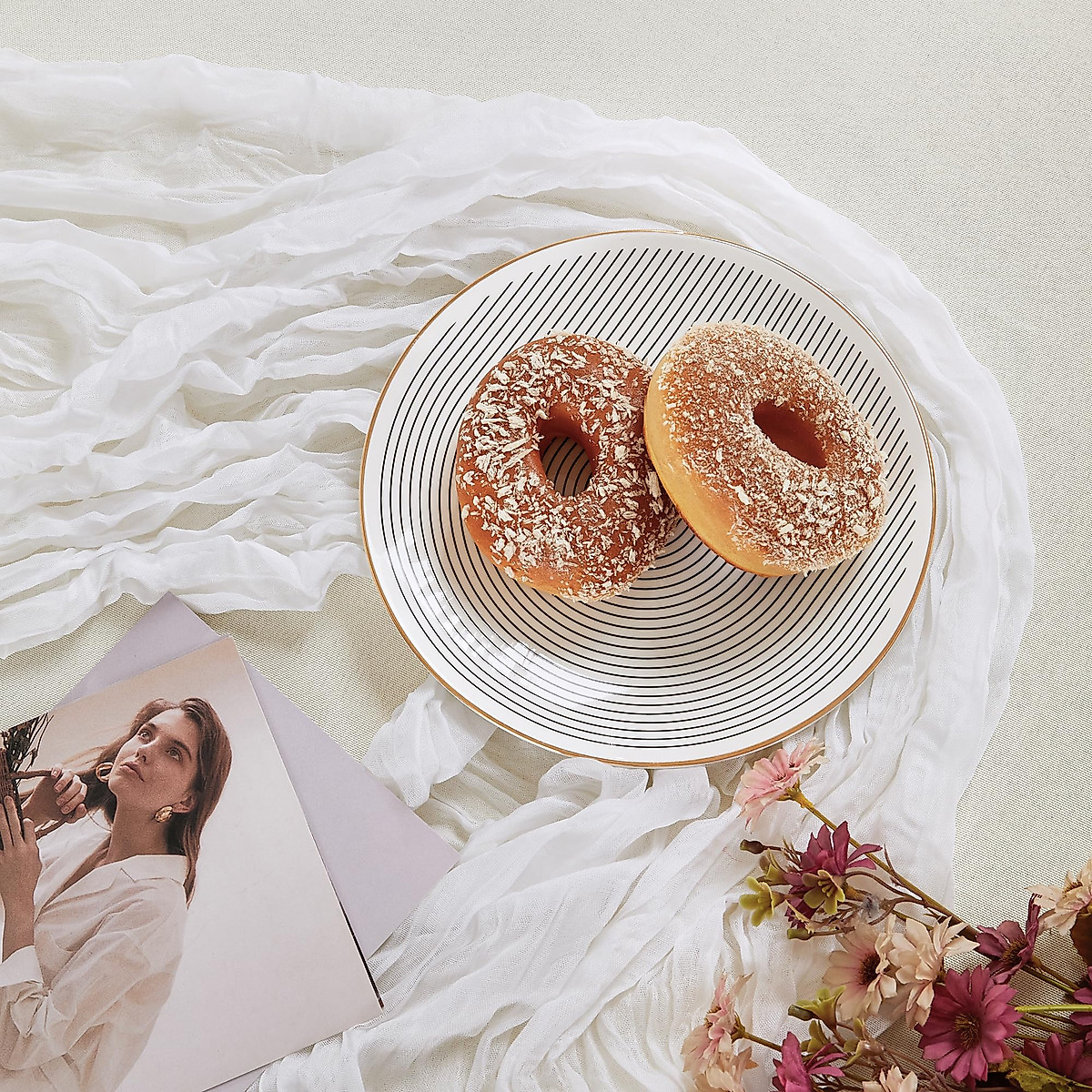 6 Pack White Cheesecloth Table Runner 10FT Long Boho Gauze Table Runner Rustic Sheer Runner for Wedding Bridal Baby Shower Birthday Party Table Decor Thanksgiving Christmas Decorations