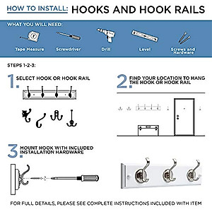 Franklin Brass Double Scroll Hook Assembly Wall Hooks 5-Pack, Gunmetal, FBSCRH5-TDG-C