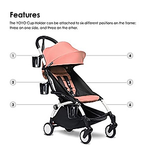 BABYZEN YOYO Cup Holder, Black - Attaches to Six Different Points on The YOYO2 Stroller Frame - Suitable for Parents & Kids