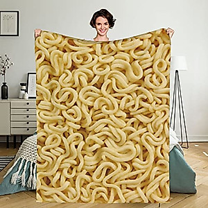 Instant Noodles Blanket, Funny Realistic Food Throw Blankets Ramen Texture Print Novelty 50"x40" Flannel Fleece Blanket for Bedroom Living Rooms Sofa Couch Beds Office Lap